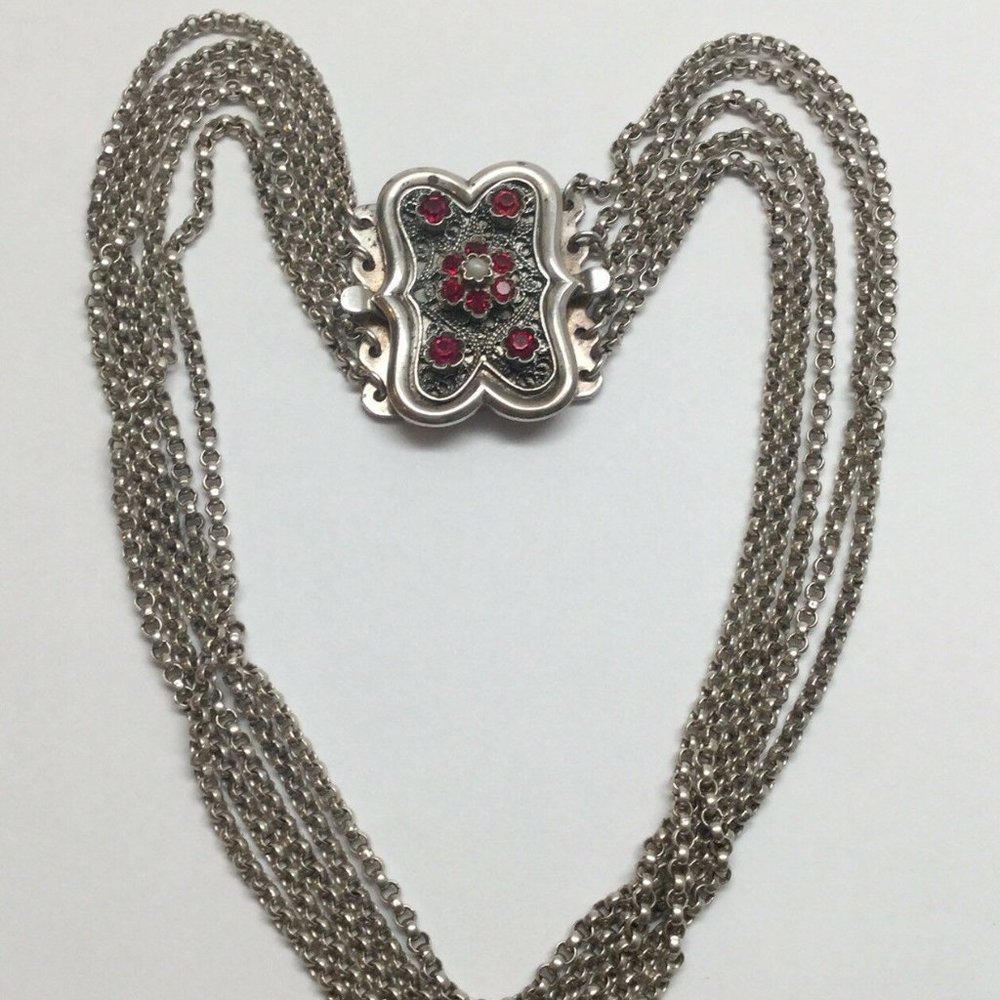 Antique Austro Hungarian 835 Silver Simulated Ruby - Gem